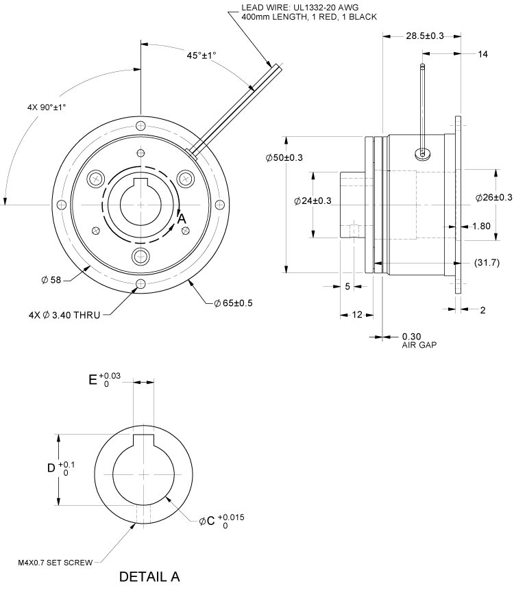 RAB-20B24-M15 - Brake, 摩擦, RAB, 24 Vdc, 15.000 / 15.015 毫米 Bore. | Thomson