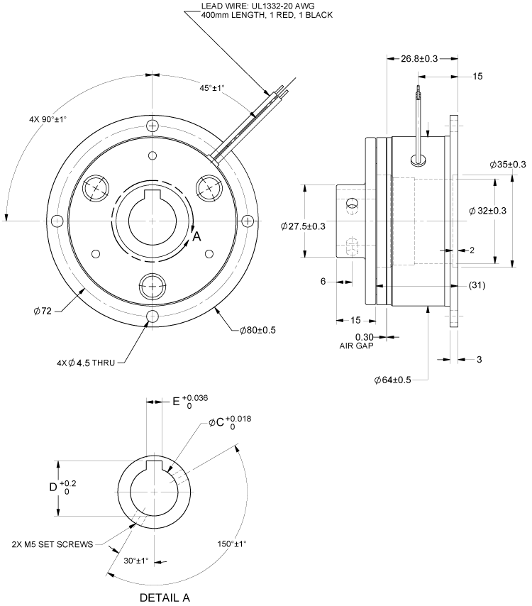 RAB-25B24-M18 - Brake, 摩擦, RAB, 24 Vdc, 18.000 / 18.018 毫米 Bore. | Thomson