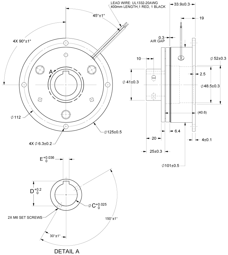 RAB-40B24-M30 - Brake, 摩擦, RAB, 24 Vdc, 30.000 / 30.025 毫米 Bore. | Thomson