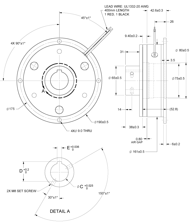RAB-60B24-M40 - Brake, 摩擦, RAB, 24 Vdc, 40.000 / 40.025 毫米 Bore. | Thomson